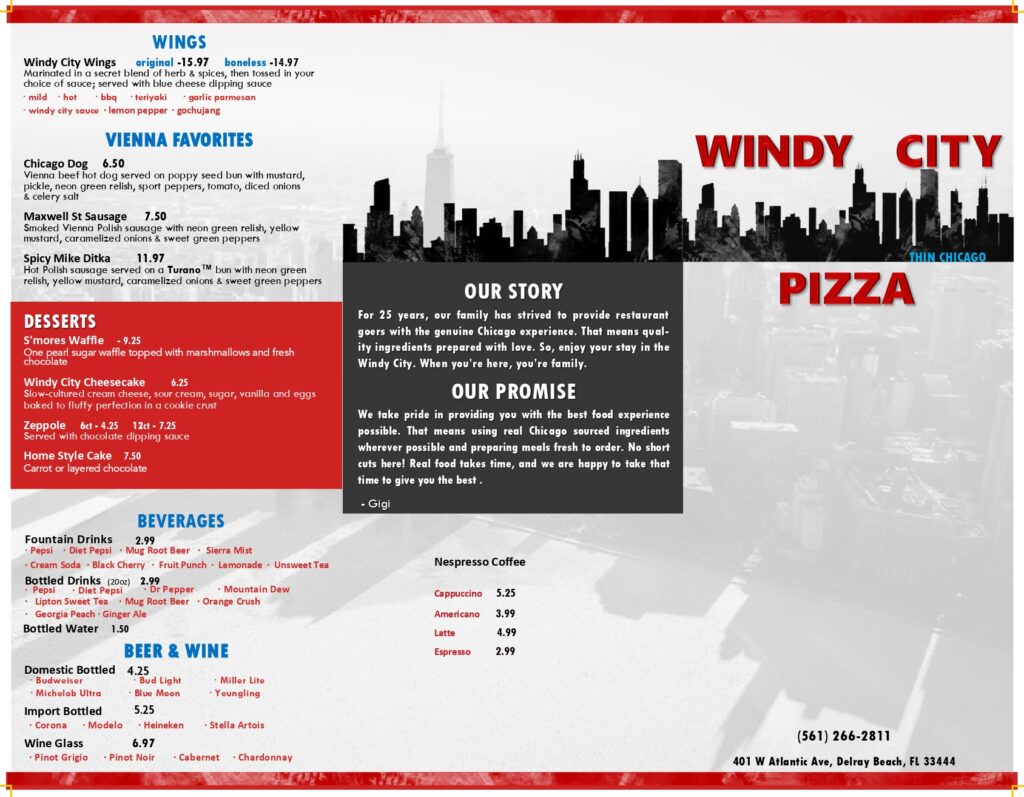 Menu – Delray windy city pizza